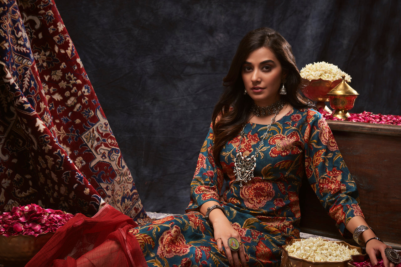 Elegant Cotton Block Print Kurtas,Pant, dupatta & Sets | Kahva Jaipur